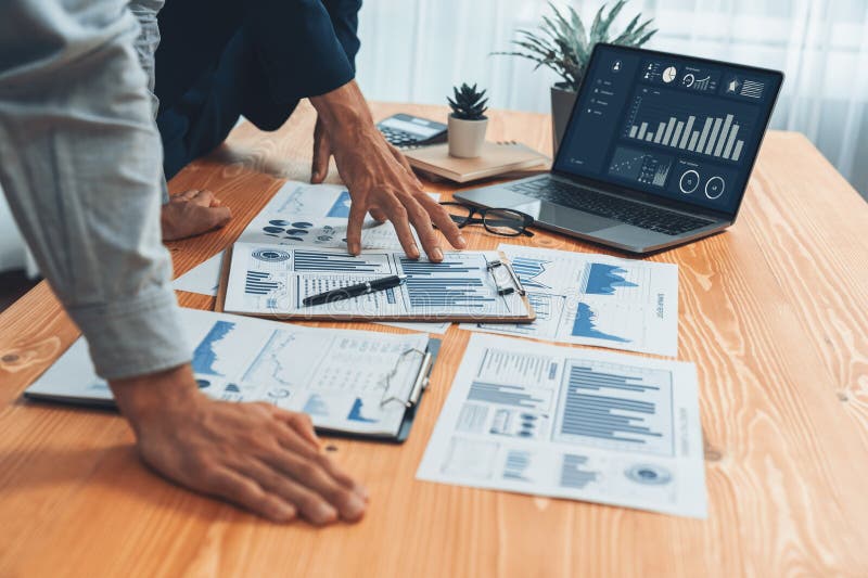 Busy Analyst Team in Office Analyzing Financial Data Analysis. Entity ...