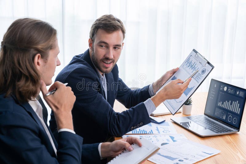 Busy Analyst Team in Office Analyzing Financial Data Analysis. Entity ...