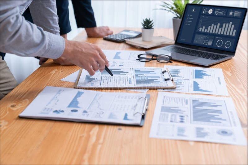 Busy Analyst Team in Office Analyzing Financial Data Analysis. Entity ...