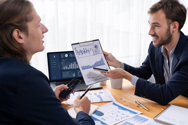 Busy Analyst Team in Office Analyzing Financial Data Analysis. Entity ...