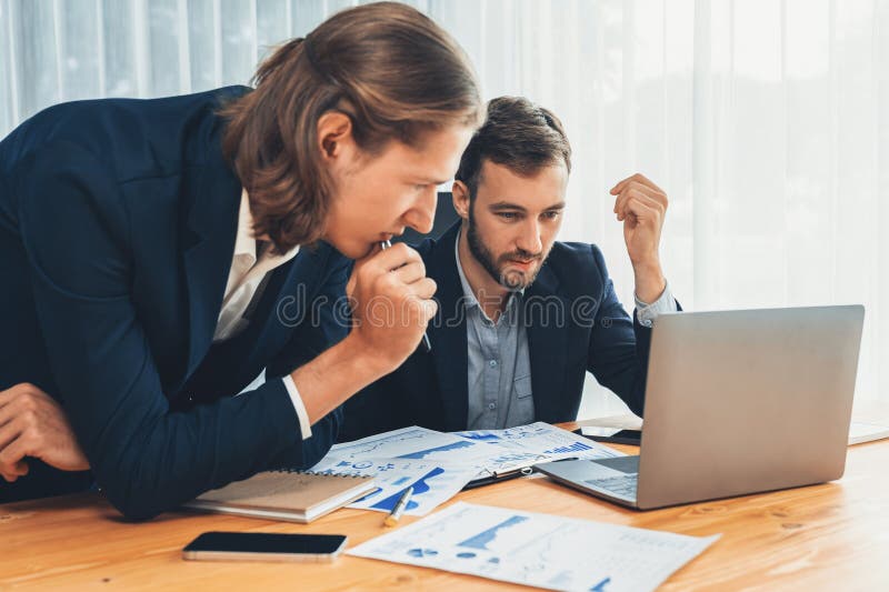Busy Analyst Team in Office Analyzing Financial Data Analysis. Entity ...