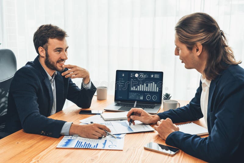 Busy Analyst Team in Office Analyzing Financial Data Analysis by Tablet ...