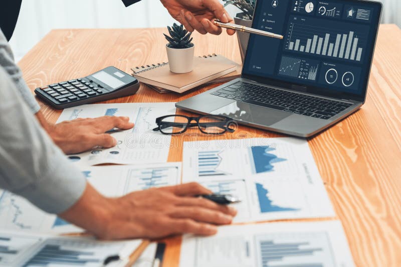 Busy Analyst Team in Office Analyzing Financial Data Analysis. Entity ...