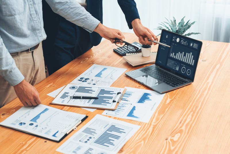 Busy Analyst Team in Office Analyzing Financial Data Analysis. Entity ...