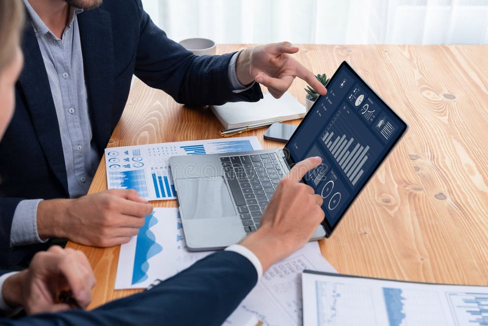 Busy Analyst Team in Office Analyzing Financial Data Analysis. Entity ...