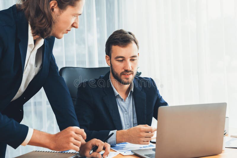 Busy Analyst Team in Office Analyzing Financial Data Analysis. Entity ...