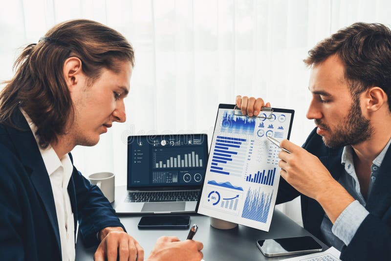 Busy Analyst Team in Office Analyzing Financial Data Analysis. Entity ...