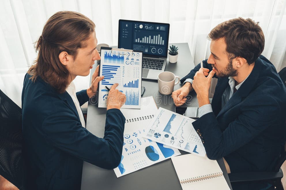 Busy Analyst Team in Office Analyzing Financial Data Analysis. Entity ...