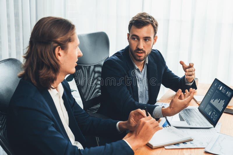 Busy Analyst Team in Office Analyzing Financial Data Analysis. Entity ...