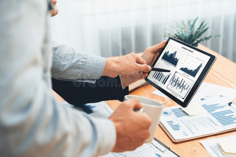 Analyst Team in Office Analyzing Financial Data Analysis Papers. Entity ...