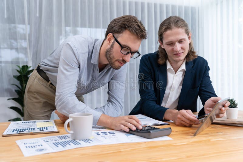 Busy Analyst Team in Office Analyzing Financial Data Analysis. Entity ...
