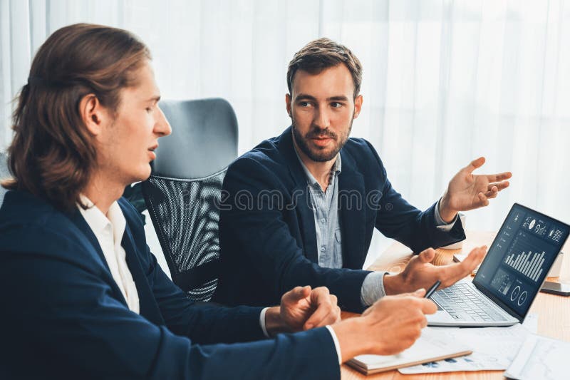 Busy Analyst Team in Office Analyzing Financial Data Analysis. Entity ...