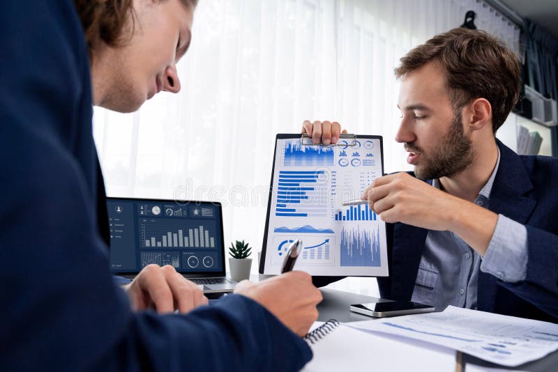 Busy Analyst Team in Office Analyzing Financial Data Analysis. Entity ...