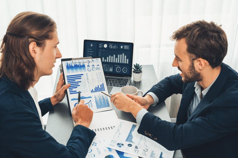 Busy Analyst Team in Office Analyzing Financial Data Analysis. Entity ...