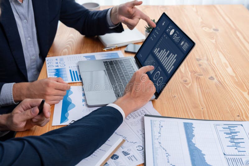 Busy Analyst Team in Office Analyzing Financial Data Analysis. Entity ...