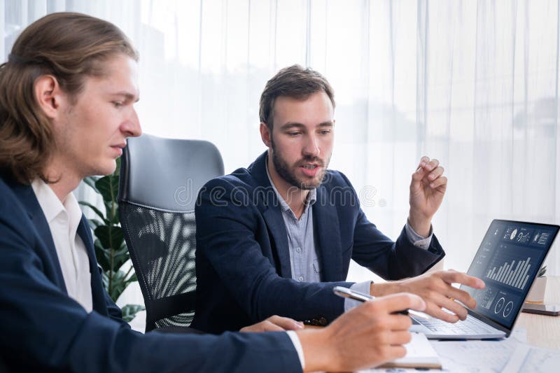 Busy Analyst Team in Office Analyzing Financial Data Analysis. Entity ...