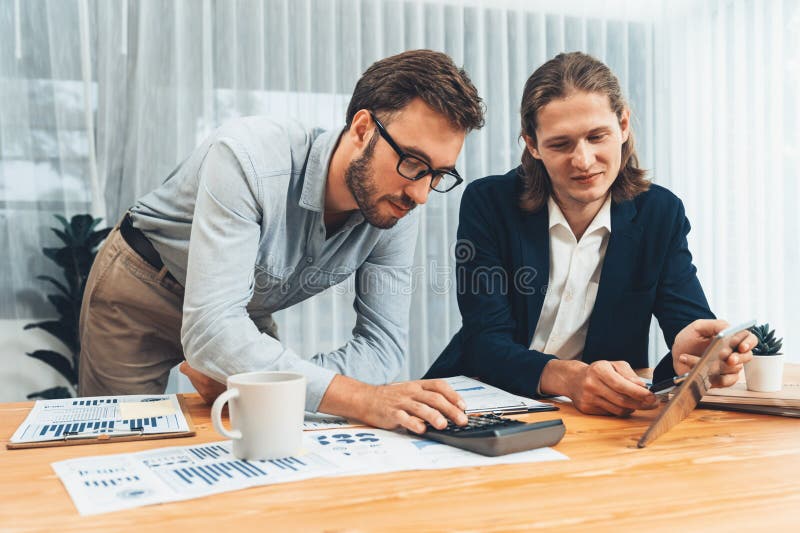 Busy Analyst Team in Office Analyzing Financial Data Analysis. Entity ...