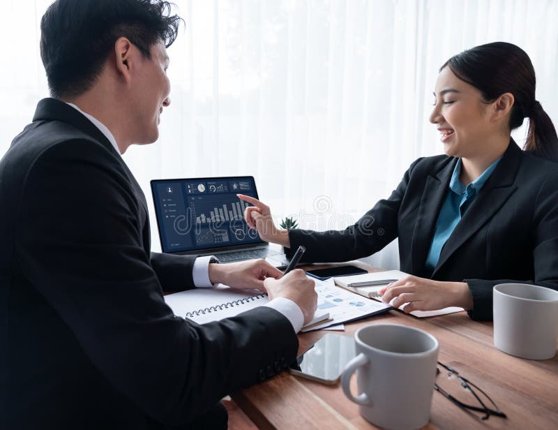 Busy Analyst Team in Office Discuss Data Analysis and Marketing ...