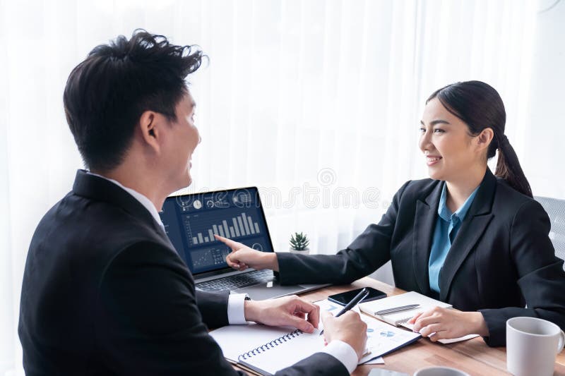 Busy Analyst Team in Office Discuss Data Analysis and Marketing ...