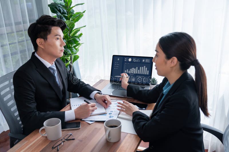 Busy Analyst Team in Office Discuss Data Analysis and Marketing ...