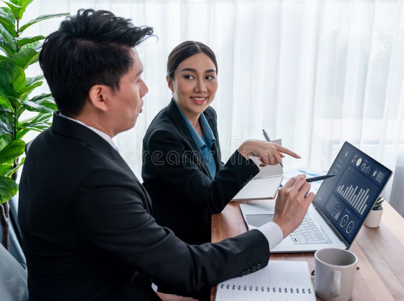 Busy Analyst Team in Office Discuss Data Analysis and Marketing ...