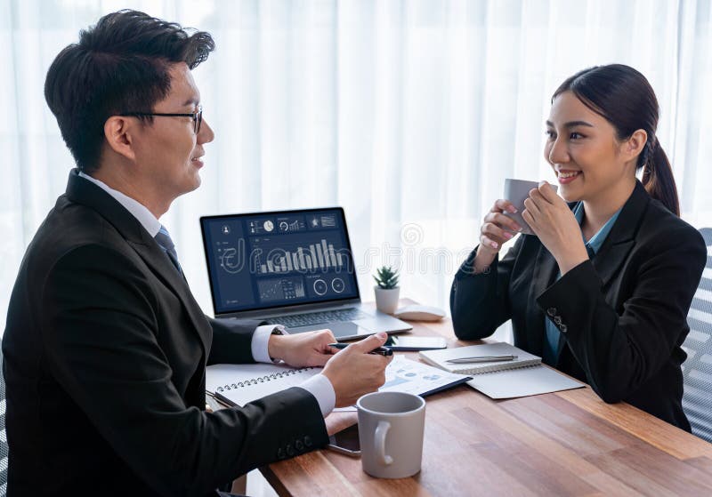 Busy Analyst Team in Office Discuss Data Analysis and Marketing ...