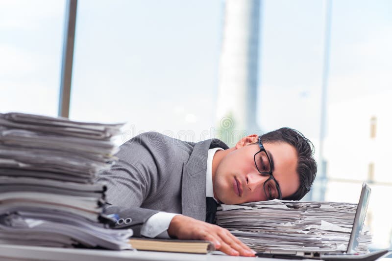 The Busy Angry Businessman with Heaps of Paper Stock Photo - Image of ...