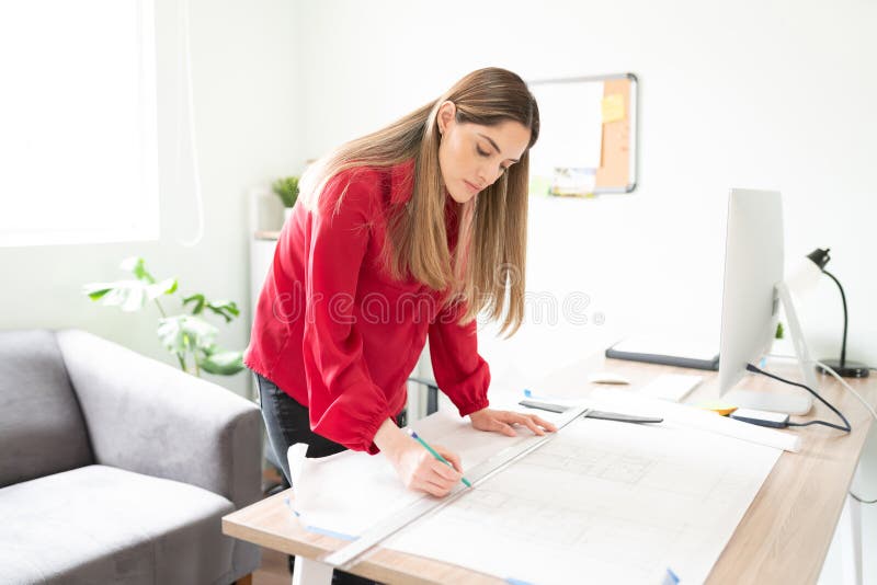 Busy Architect Drawing Some Plans Stock Photo - Image of house, office ...