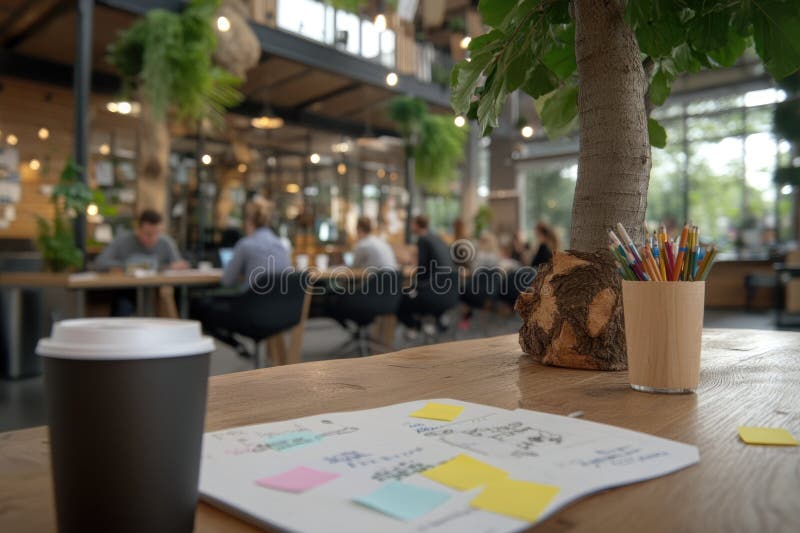 Busy Atmosphere in a Modern Workspace Where Individuals Engage in ...