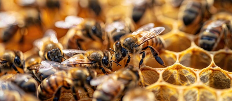 Busy Bees in Crowded Beehive Stock Image - Image of community, group ...