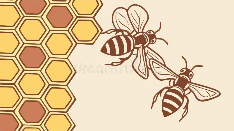 Busy Bees on Golden Honeycomb Corner Design Element, Vector Design ...