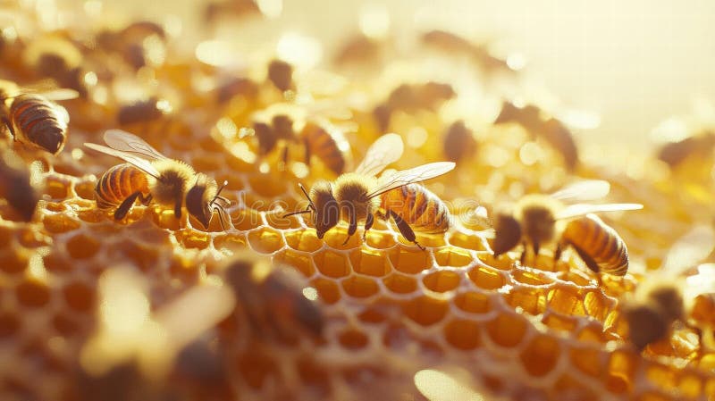 Busy Bees on Golden Honeycomb, a Glimpse into the World of Pollination ...