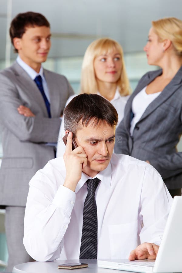 Business People - Boss and Employees in Office Stock Photo - Image of ...