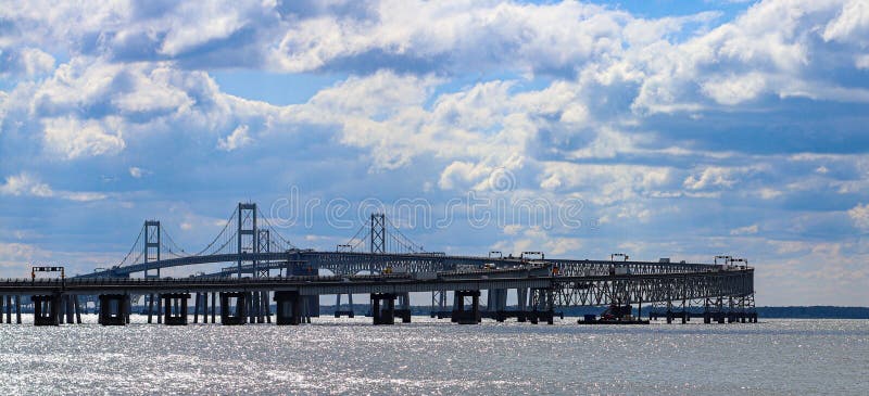 Busy bridge over the bay stock image. Image of coast - 246279163