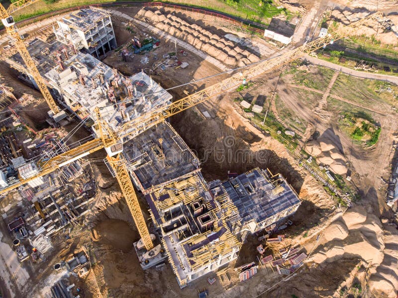 Busy Building Site with Construction Machinery Stock Photo - Image of ...