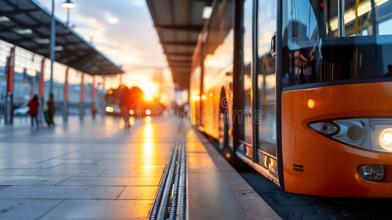 A Busy Bus Station with Passengers Boarding and Alighting from Buses ...