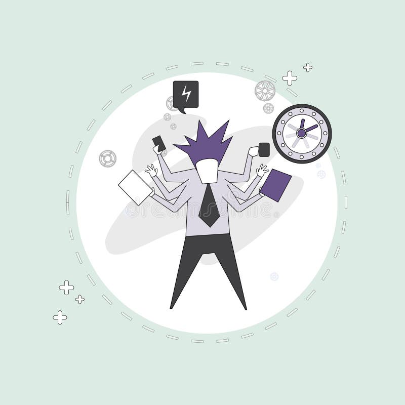 Busy Multitasking Manager Business Man with Many Hands Stock Vector ...