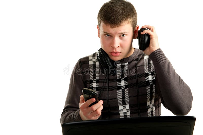 Busy business man at work stock image. Image of computer - 11871817