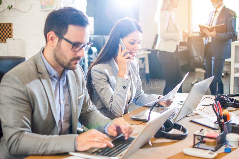 Busy Business People Working in Office. Stock Photo - Image of ...