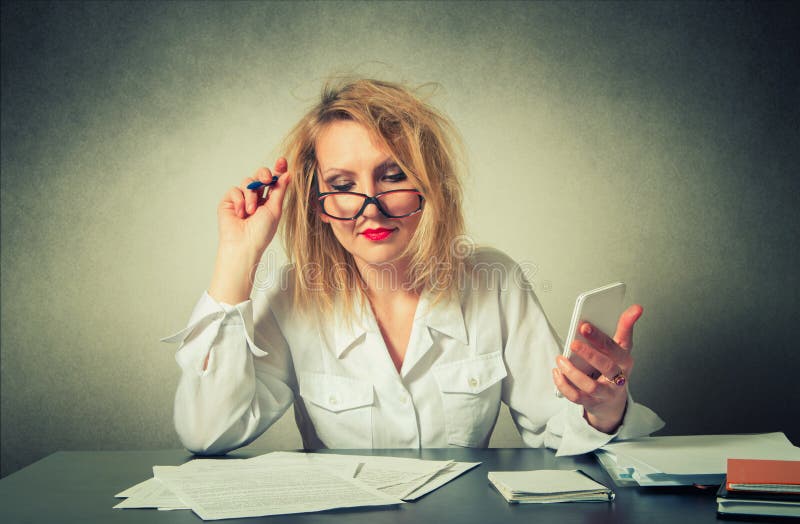 Busy business woman stock image. Image of overworked - 69666533
