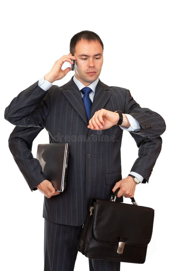 Busy businessman. stock image. Image of technology, watches - 16934925