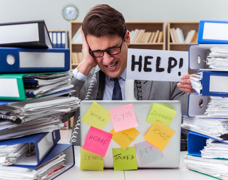 Busy Businessman Asking for Help with Work Stock Image - Image of ...