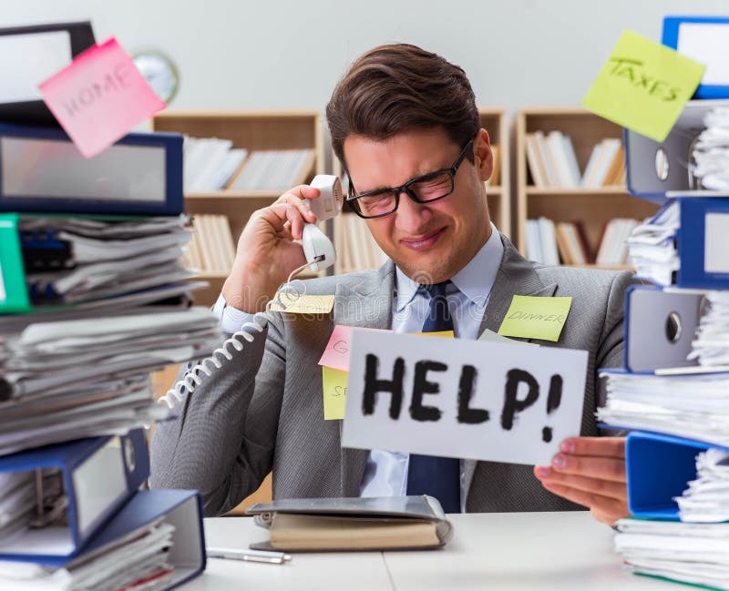 Busy Businessman Asking for Help with Work Stock Photo - Image of multi ...