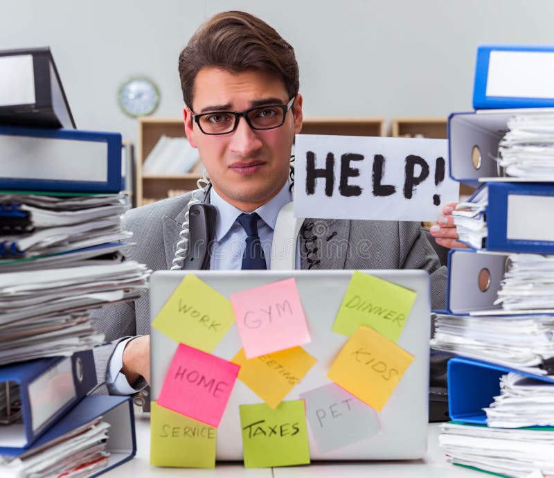 Busy Businessman Asking for Help with Work Stock Image - Image of ...