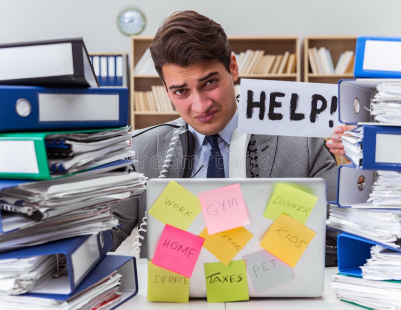 Busy Businessman Asking for Help with Work Stock Image - Image of ...