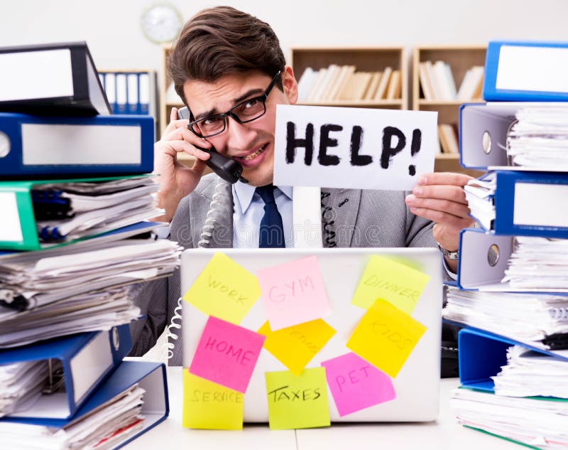 Busy Businessman Asking for Help with Work Stock Photo - Image of ...