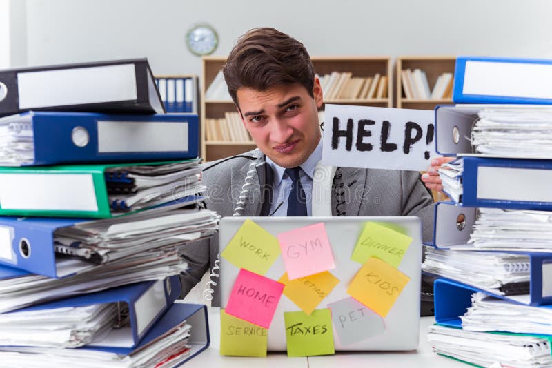 The Busy Businessman Asking for Help with Work Stock Photo - Image of ...