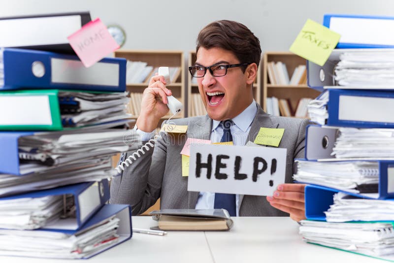The Busy Businessman Asking for Help with Work Stock Photo - Image of ...