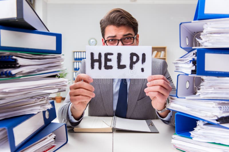 The Busy Businessman Asking for Help with Work Stock Image - Image of ...