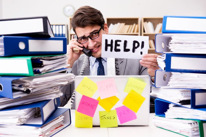 The Busy Businessman Asking for Help with Work Stock Image - Image of ...